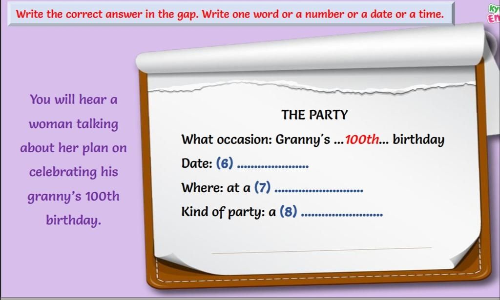 Write the correct answer in the gap. Write one word or a number or a ...