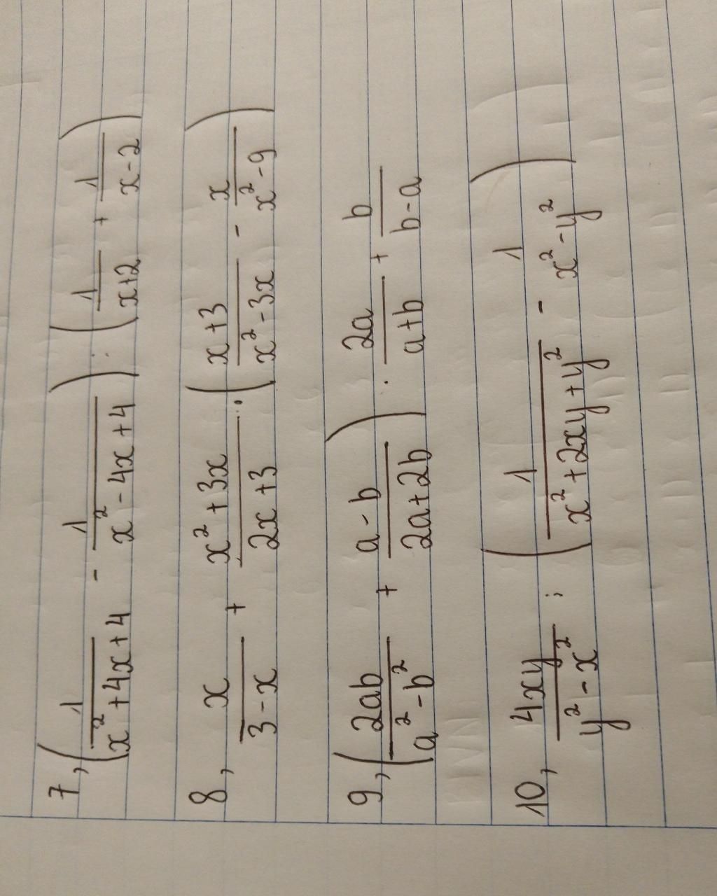 7 8 1 x + 4x + 4 x 3-x 9, 2ab a-b² 2 10, 4xy 7 •x F A x - 4x + 4 2 x² ...