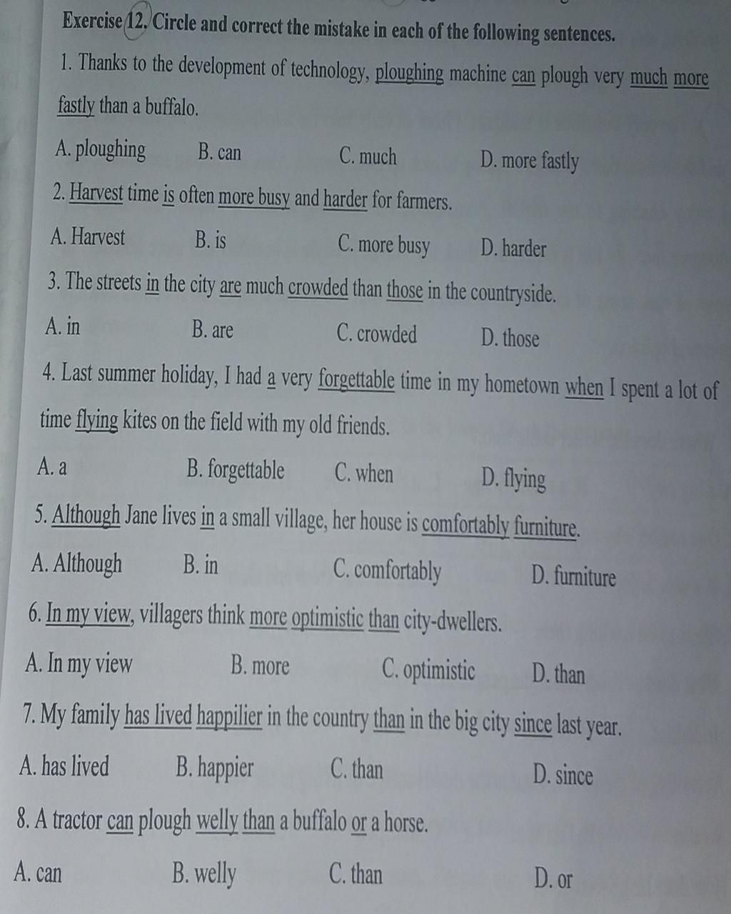 Exercise 12. Circle and correct the mistake in each of the following ...