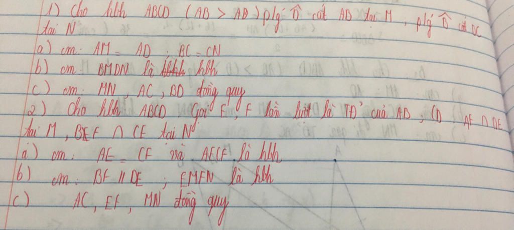 Giúp mk vs mk đag cần gấp Lưu ý ; hbh là hình bình hành p/g là phân ...