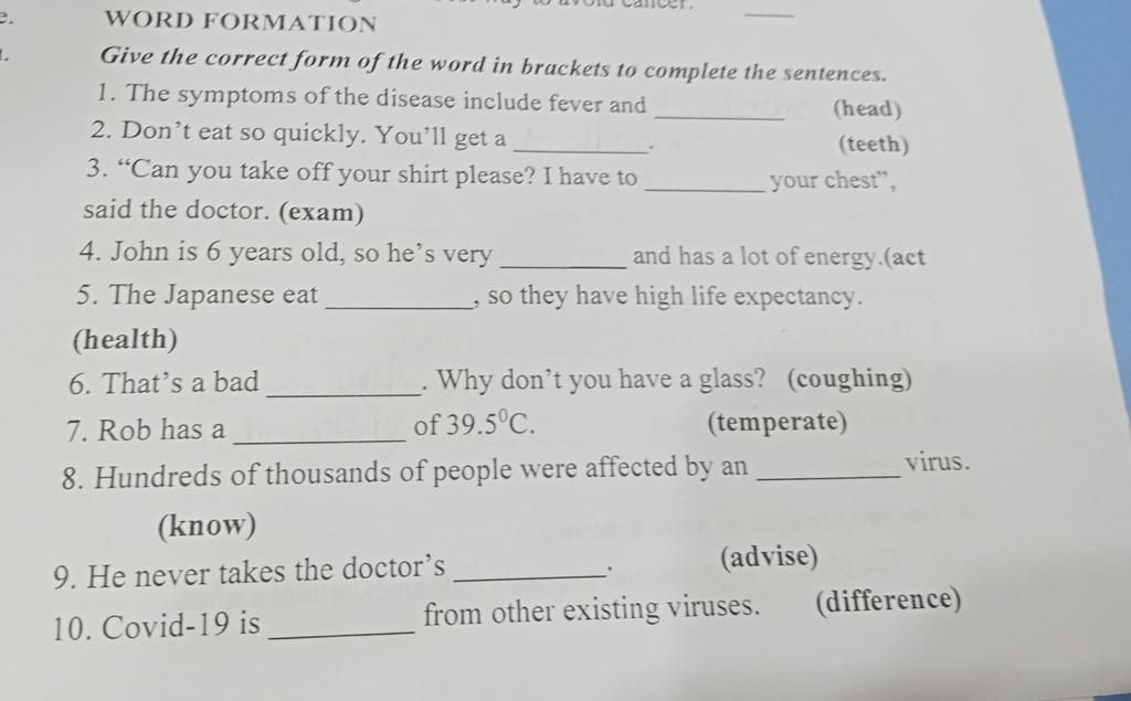 1 WORD FORMATION Give The Correct Form Of The Word In Brackets To 1-word-formation-give-the-correct-form-of-the-word-in-brackets-to