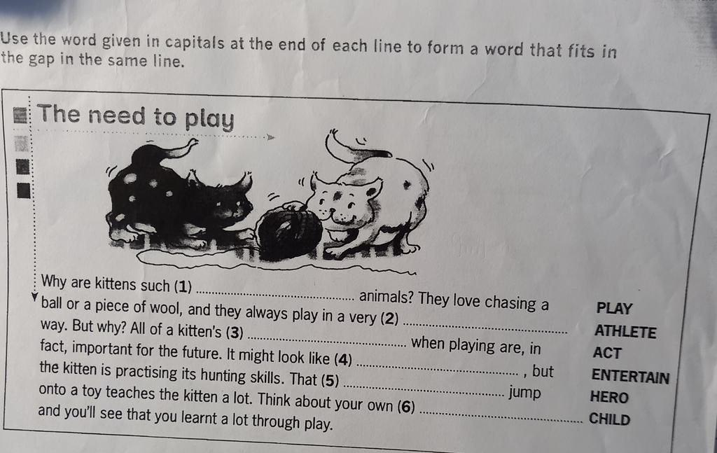 Use the word given in capitals at the end of each line to form a word that fits in the gap in ...