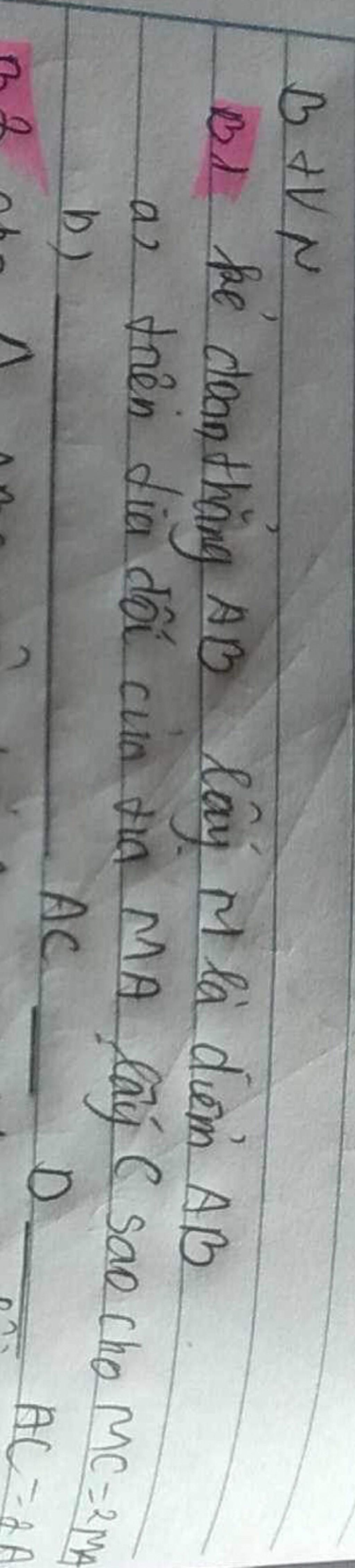 B + VN Bd be cloanthing AB lay M là điểm diem AB. a trên dĩa đối của ...