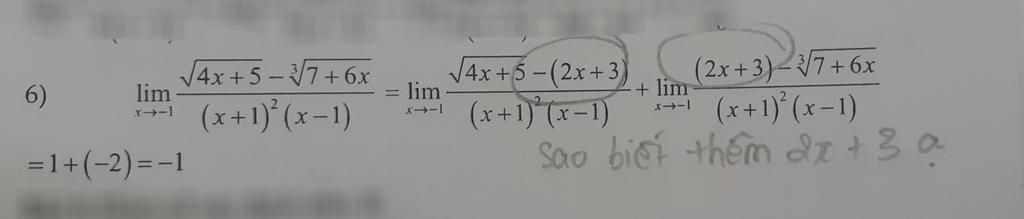 Sao biết chỗ đó thêm 2x+3 ạ bth giải mò lâu lắm nhìu khi ko ra nx=((lim ...