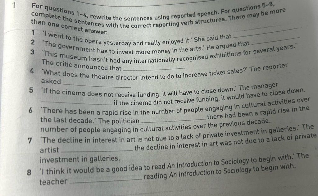 1 than one correct answer. For questions 1-4, rewrite the sentences ...