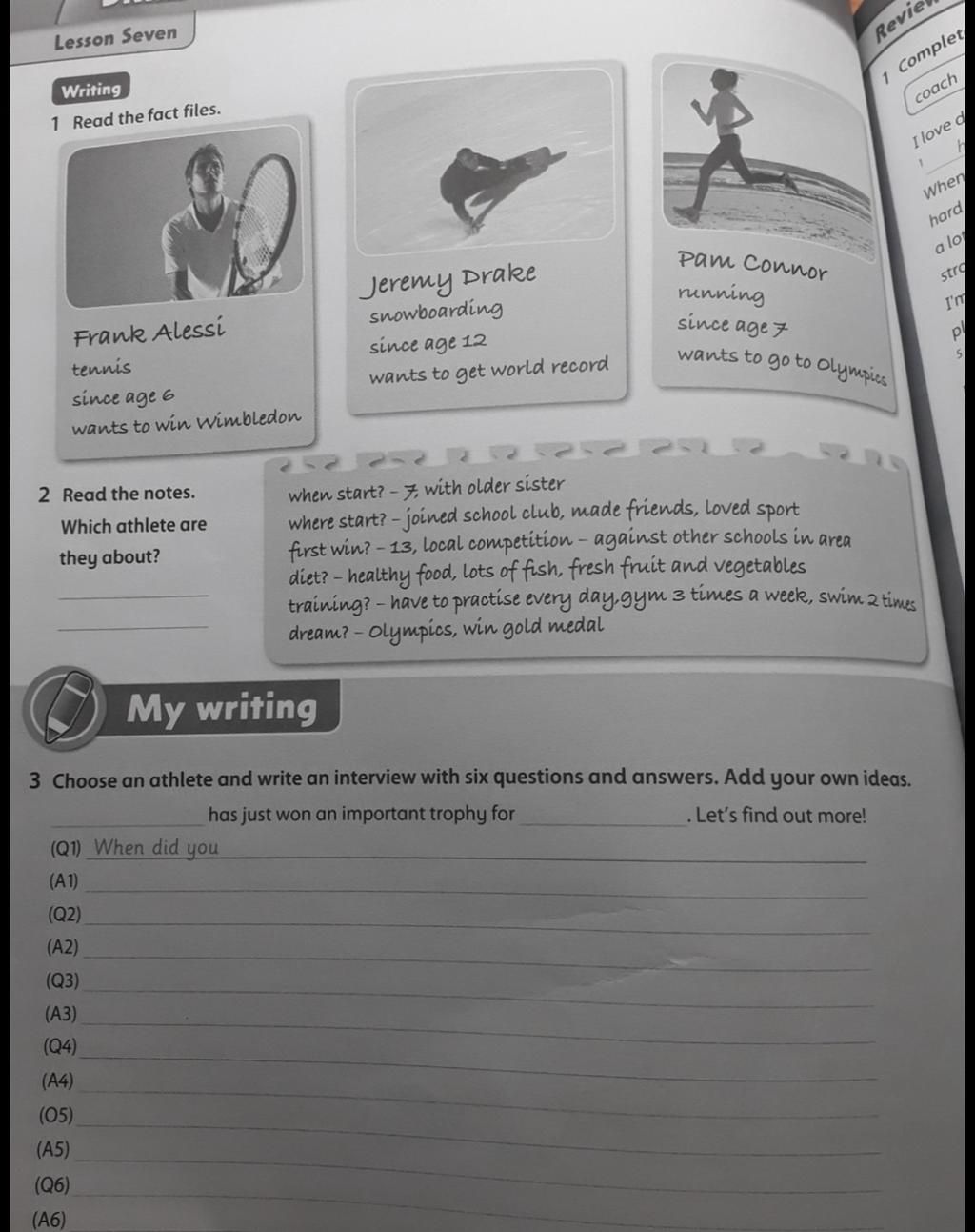 Lesson Seven Writing 1 Read the fact files. Frank Alessi tennis since ...