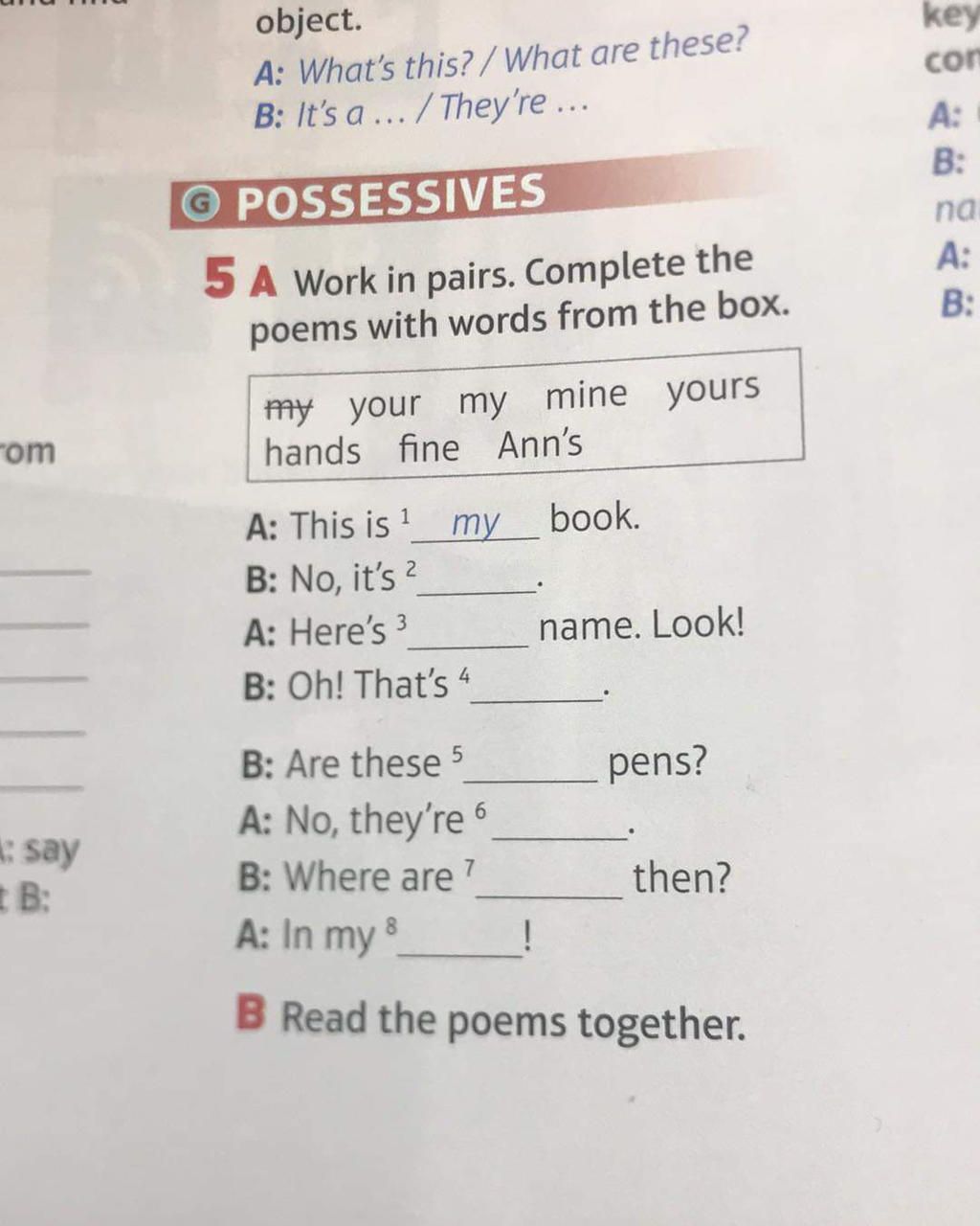 rom : say t B: object. A: What's this?/ What are these? B: It's a ...