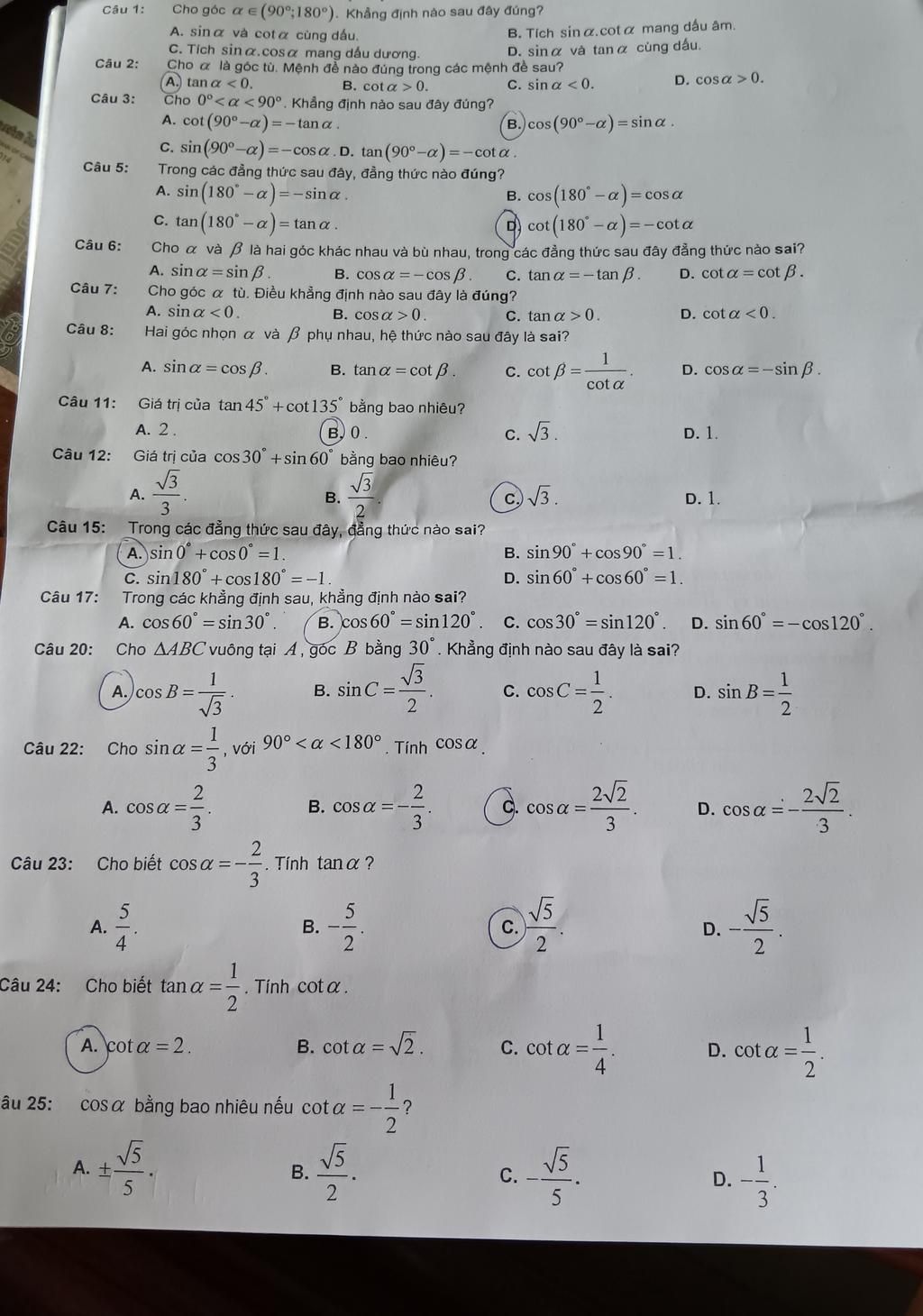 Câu 1: Câu 2: Câu 3: âu 25: Câu 5: Câu 6: Câu 7: Câu 24: Câu 8: Câu 11 ...