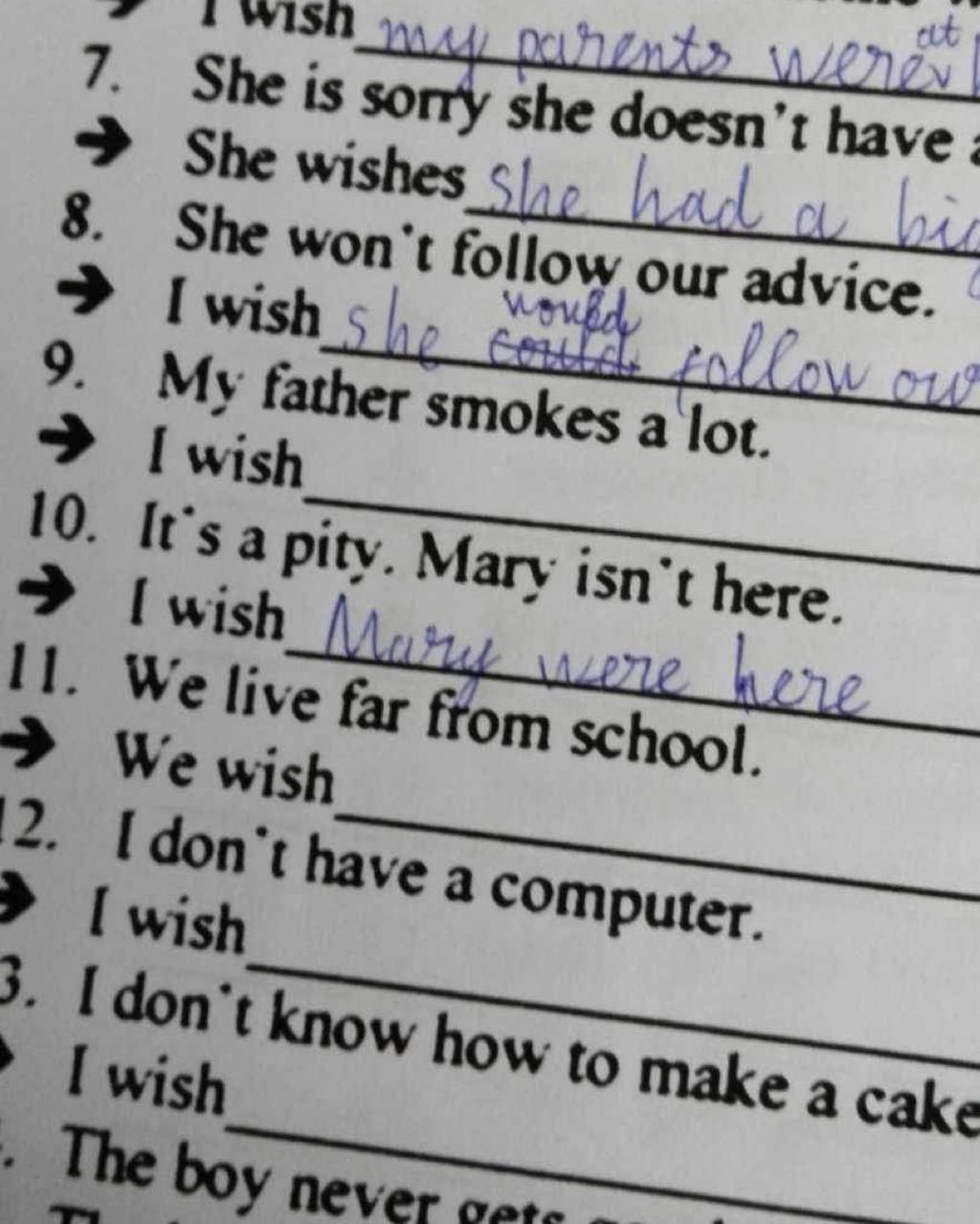 7. She is sorry she doesn't have a my parents were She wishes She had 8 ...