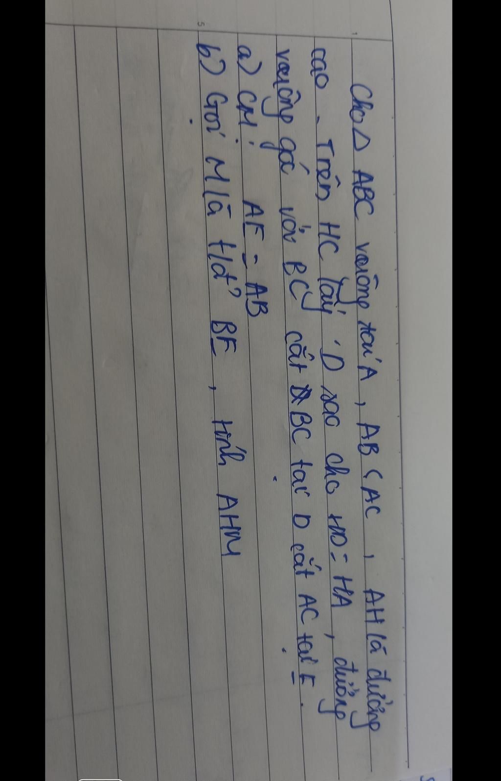свод Chos ABC vorông to A AB CAC AH là đường + Trên HC lấy D sao cho ...