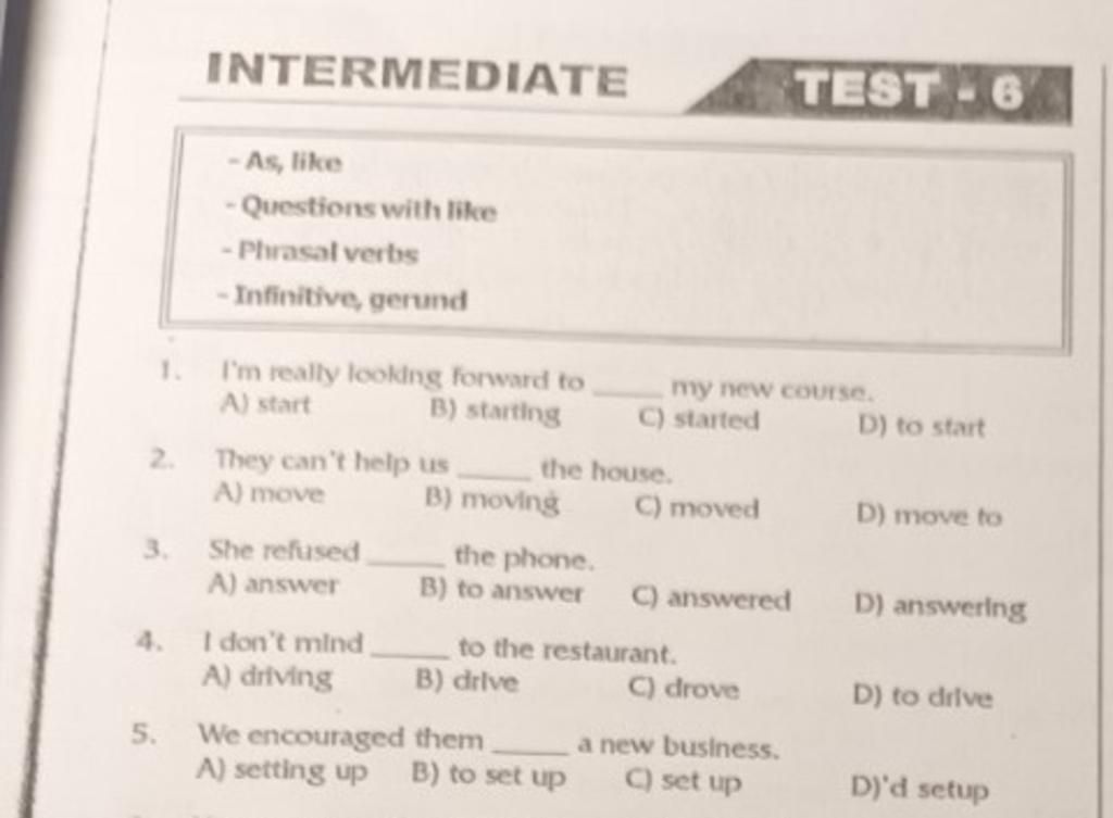 1. INTERMEDIATE 5. -As, like -Questions with like - Phrasal verbs ...