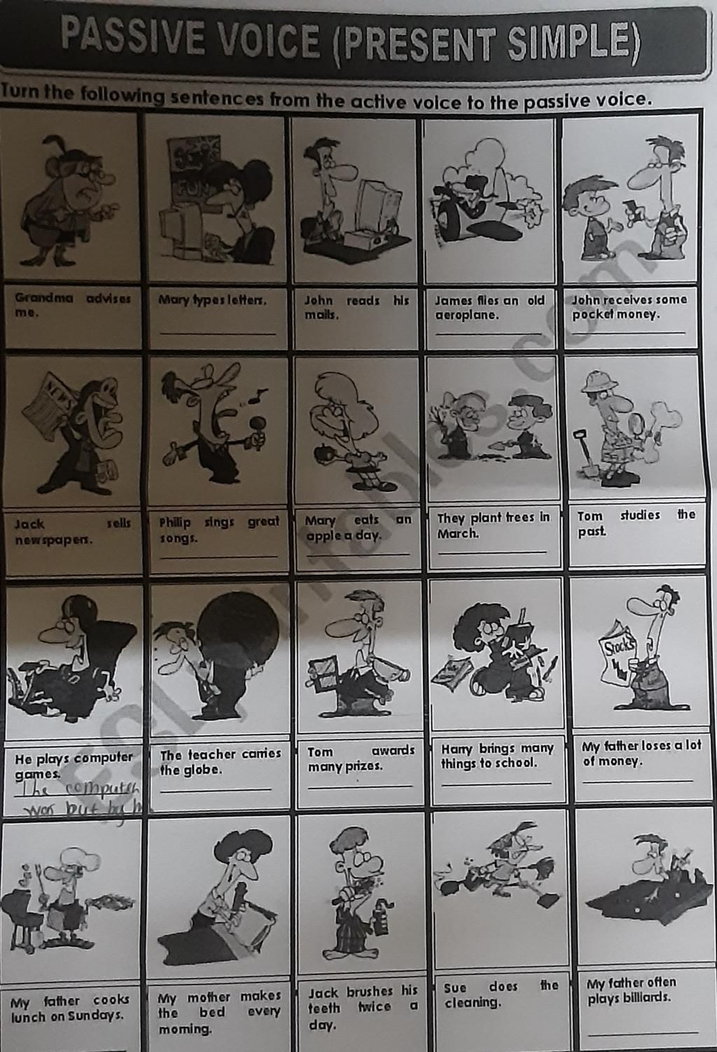 PASSIVE VOICE (PRESENT SIMPLE) Turn the following sentences from the ...