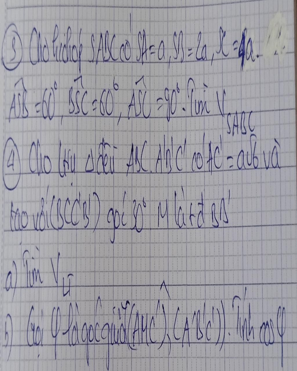 AÎB =60° BSC -60° ABC = 90°. Tin². V SABC A Cão loucati BC Hold AC ...