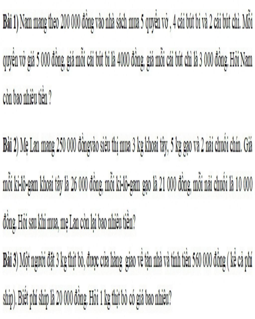 Bài 1) Nam mang theo 20 đồng vào nhà sách mua quyển vi Acilit livi 12 ...