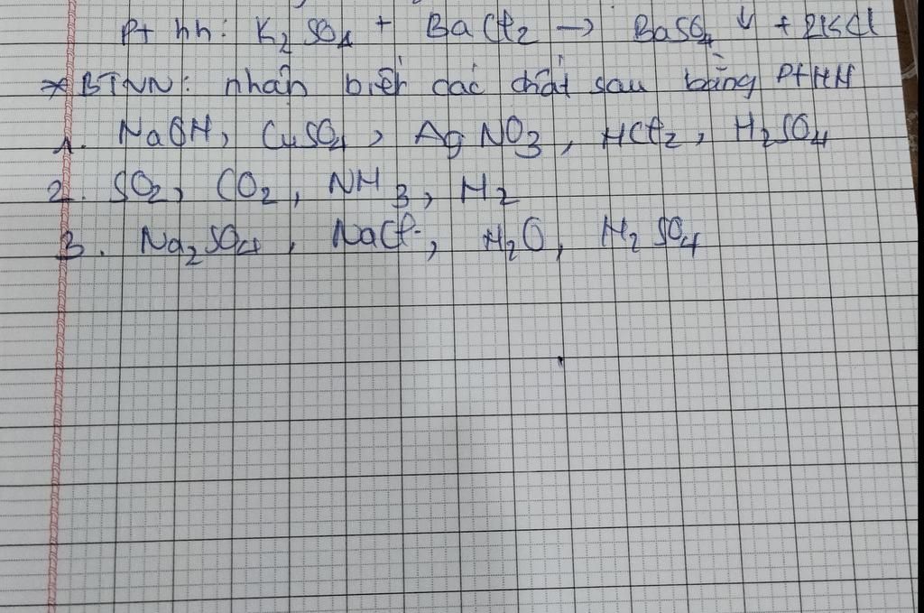 Pt bhi K 80x + BaCl₂ → Bass 4 + 2KCL hh: Sox ABTNN nhân biệt các chất ...