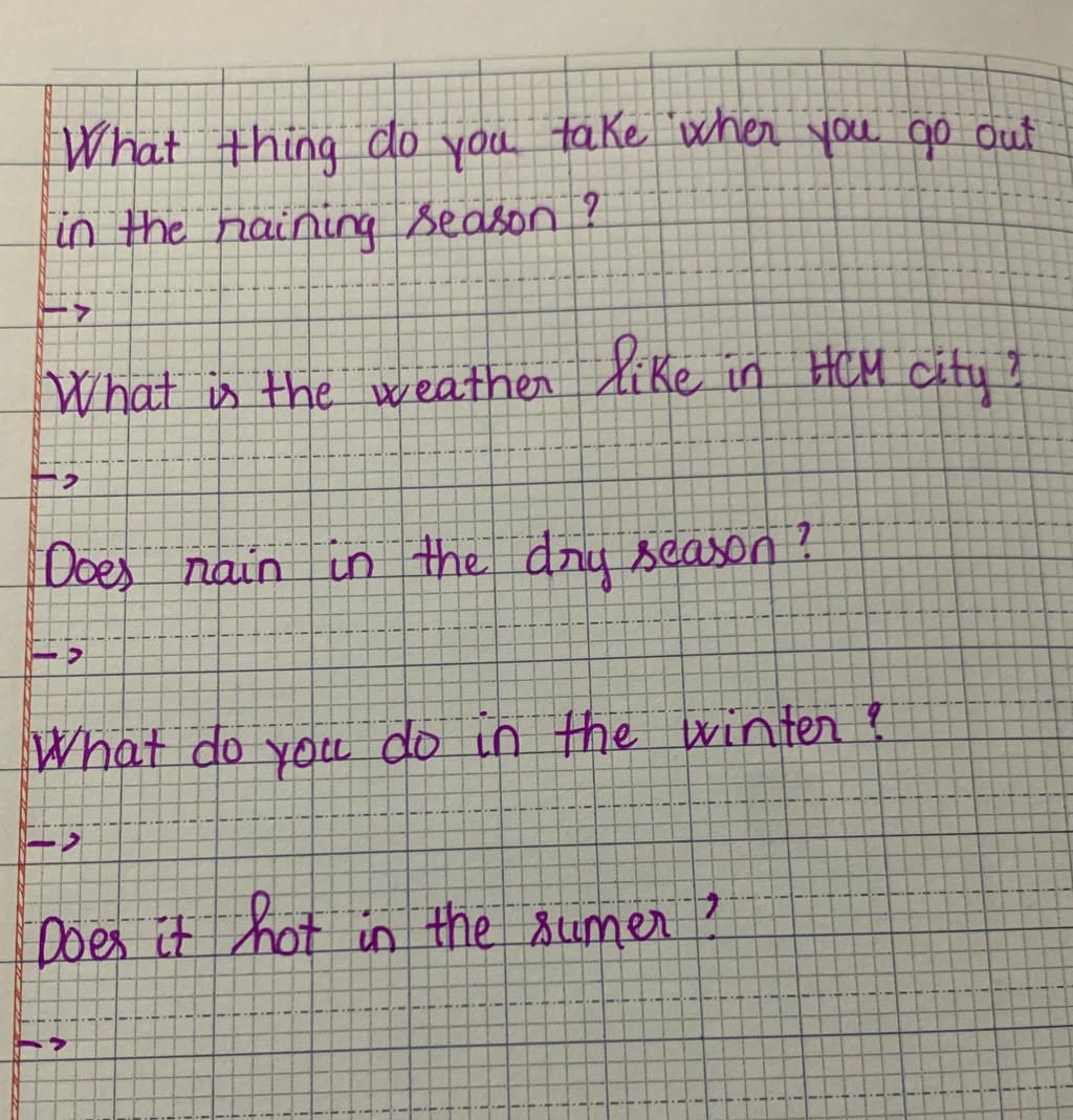 What thing do you take when you go out in the raining season? FY What ...