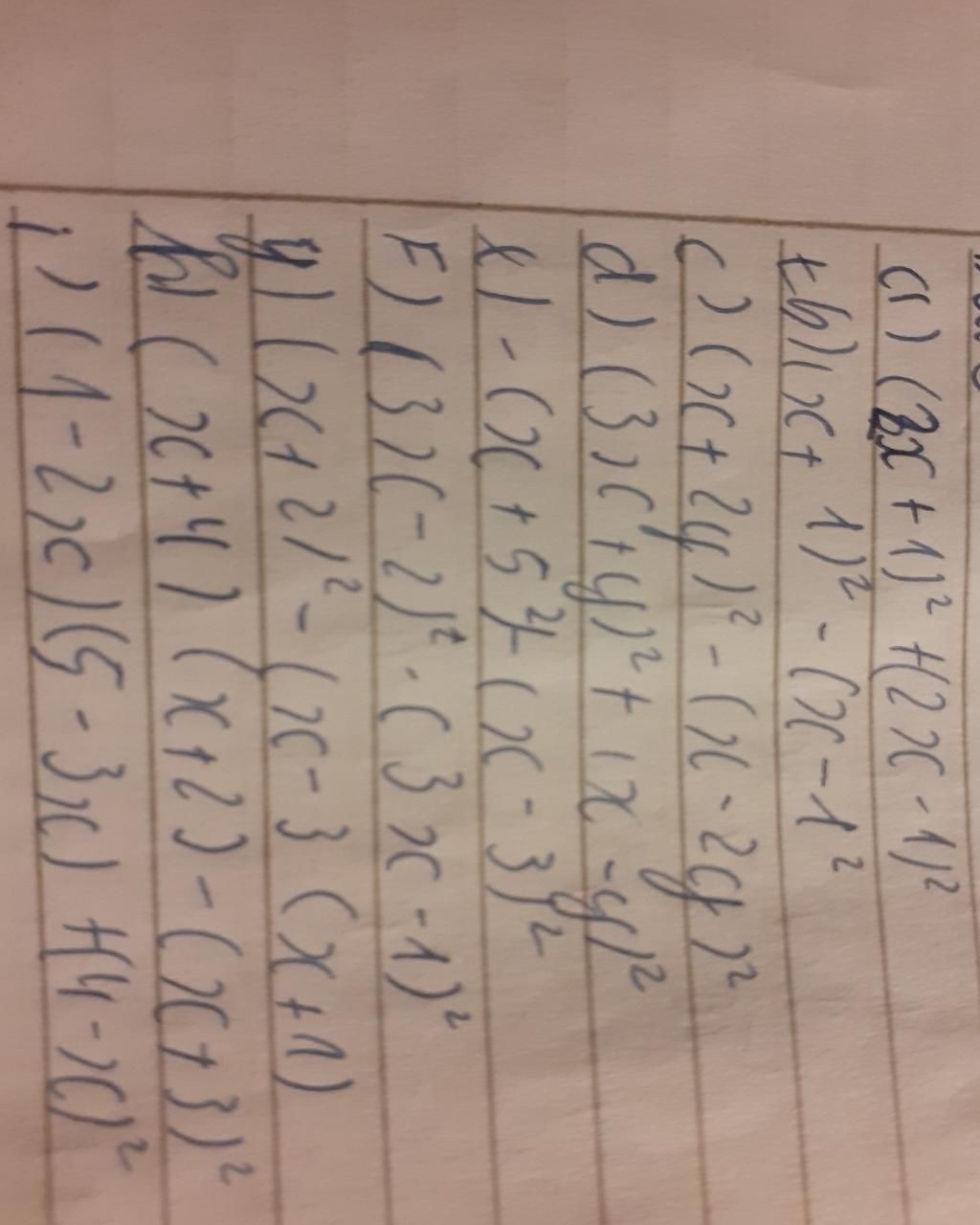 (1) (3x + 1)² +226-1/² +6)u6+ 1)²-(2-1² ( ² ( x + 2y)² = (x-29 22² d ...