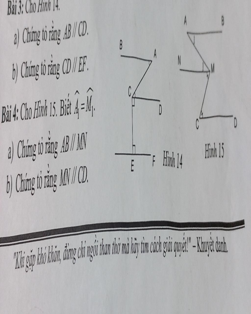 3: Cho Hình 14. a) Ching to rang ABCD. b) Ching to rang CD // EF th Bài ...