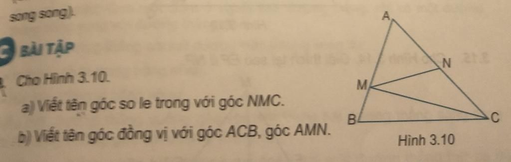 song song) CỬ BÀI TẬP - Các- 31. a) Viết tên góc so le trong với gốc ...