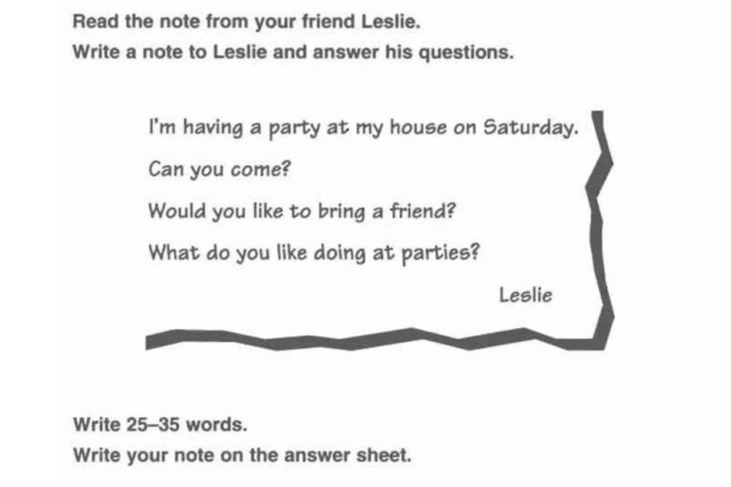 Read the note from your friend Leslie. Write a note to Leslie and ...