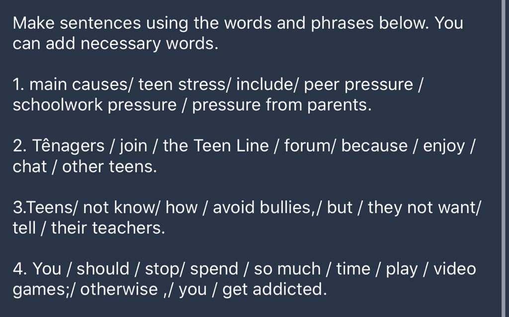 Make sentences using the words and phrases below. You can add necessary ...