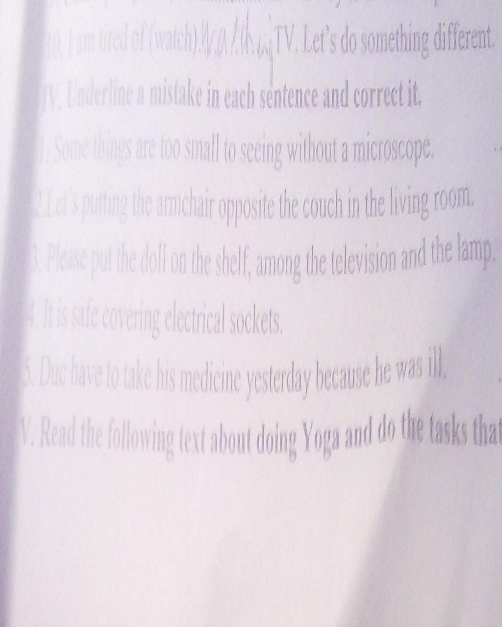although TV. Let's do something different. I am tired off with) TV. Underline a mistake in each ...