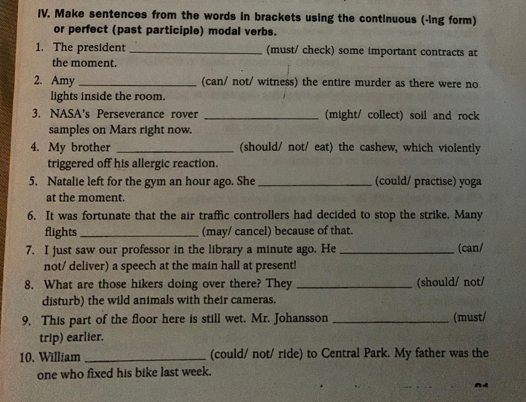 IV Make Sentences From The Words In Brackets Using The Continuous iv-make-sentences-from-the-words-in-brackets-using-the-continuous