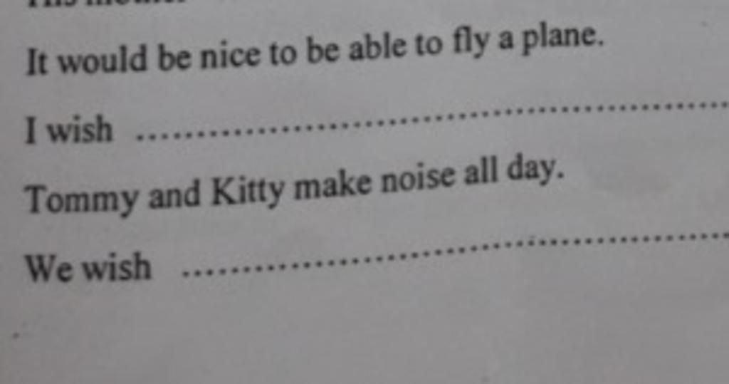It would be nice to be able to fly a plane. I wish .... Tommy and Kitty ...