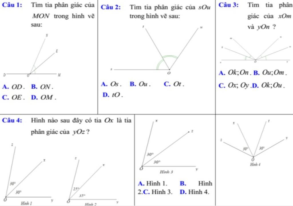 giúp với (giúp mình giải thích và đáp án nhé) thansk you.Câu 1: Tìm tia ...