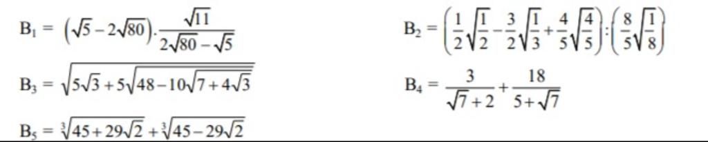 B = (5-280) 2√80-√√5 B: By - 15/3+3/48-10/7+473 = By = V45 +29√2 +45 ...