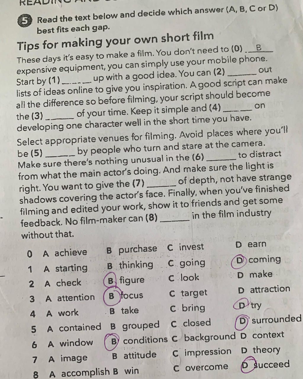 SHER Read the text below and decide which answer (A, B, C or D) best fits each gap. Tips for ...