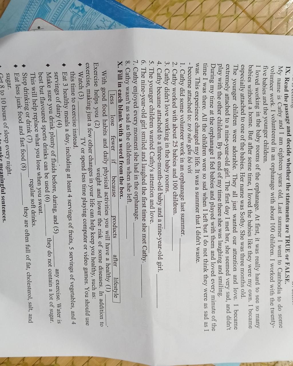 HEIGH 000 comm IX. Read the passage and decide whether the statements ...