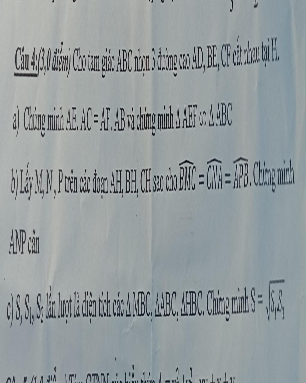 Các hội đến, Cho tam gần ABC nhọn trong cáo AD, BE, CF đi như th a ...