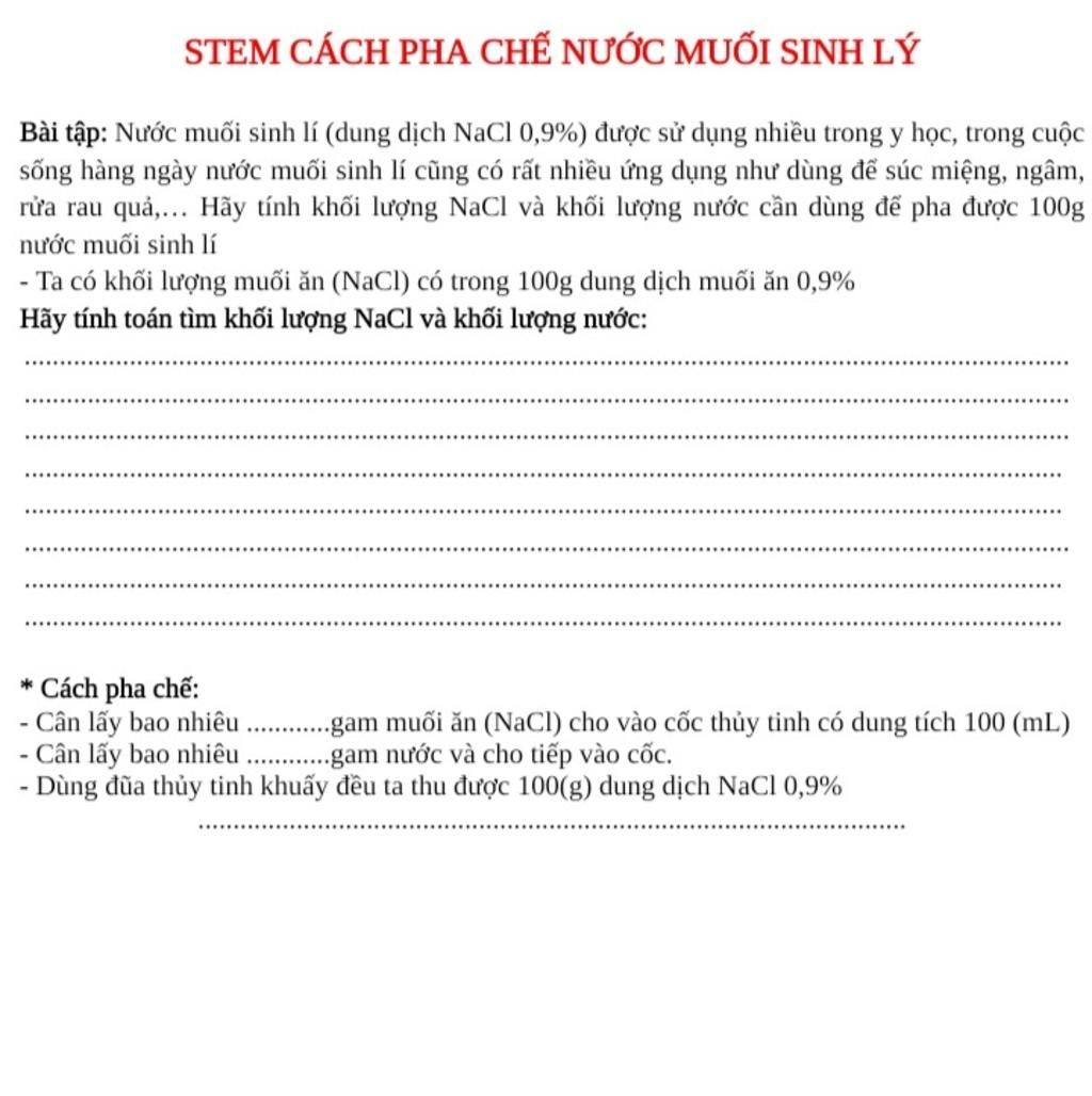 giải giúp em với ạ Nước muối sinh lí (dung dịch NaCl 0,9%) được sử dụng ...