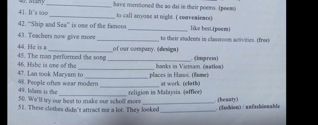 40. 41. It's too 42. "Ship and Sea" is one of the famous 43. Teachers ...