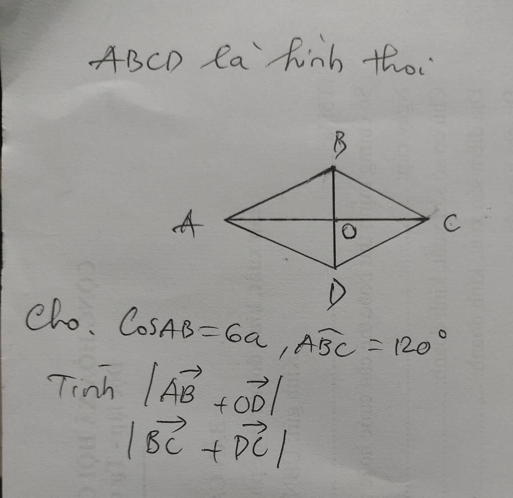 ABCD là hình thoi A Tính LÃO to AB NIE! B | BC + D² | Dopo Cho. CoSAB ...