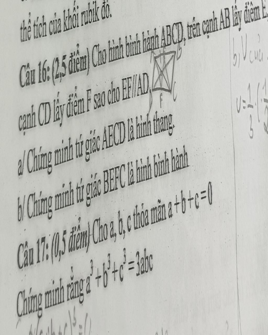 thể tích của khối mbik đó. Cấu 16: 2,35 điểm) Cho hình bình hành ABCD ...
