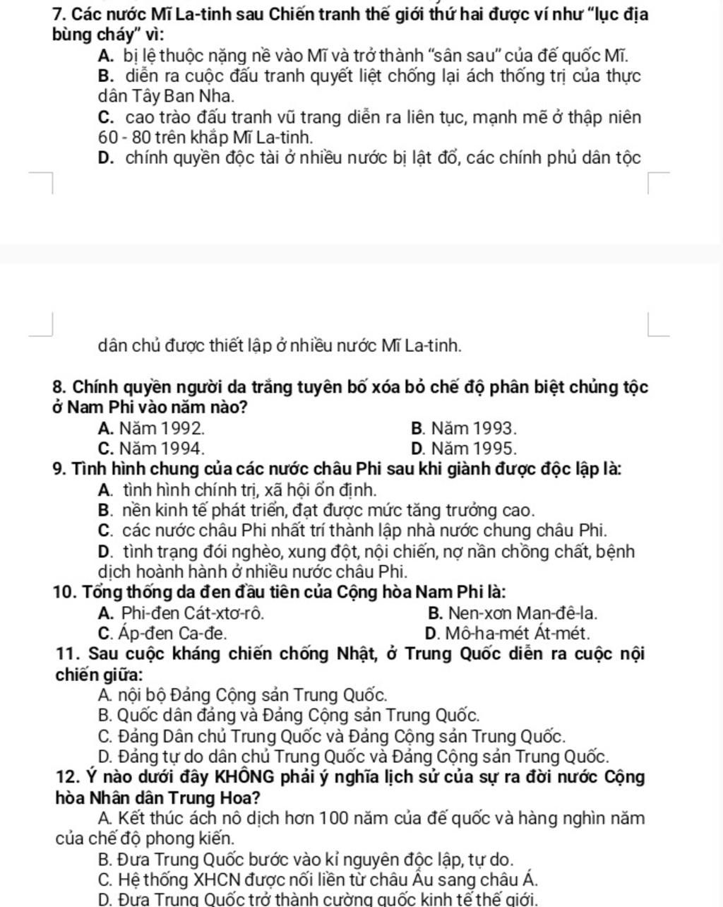 7. Các nước Mĩ La-tinh sau Chiến tranh thế giới thứ hai được ví như ...