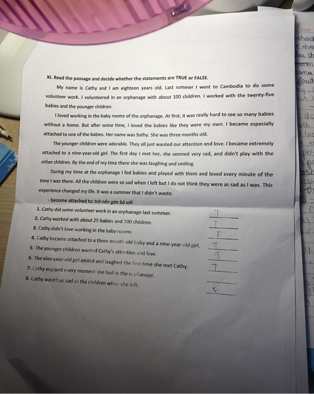 XI. Read the passage and decide whether the statements are TRUE or ...