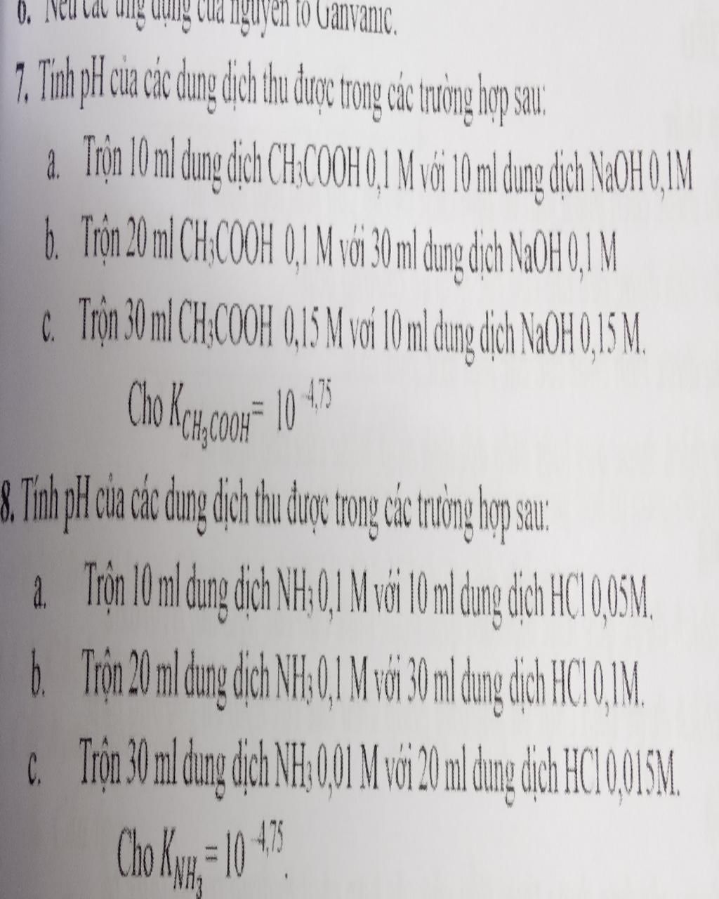ung cua nguyen to Canvanic. *. Tỉnh pH của các dung dịch thu được trong ...