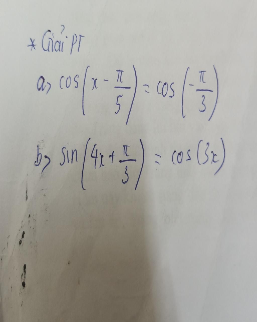 Giải PT a> cos/x * COS 3 by Sin (4x + 1) = cos (32)
