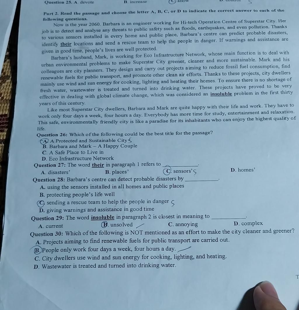 B. increase allow Question 25. A. devote Part 2. Read the passage and ...