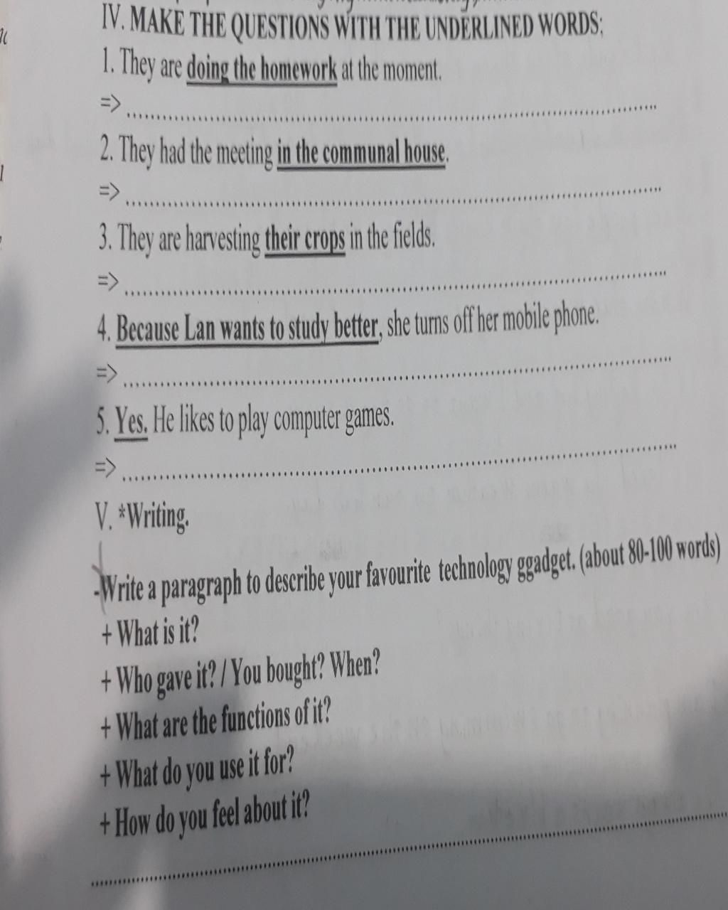 10 1 IV. MAKE THE QUESTIONS WITH THE UNDERLINED WORDS: 1. They are ...