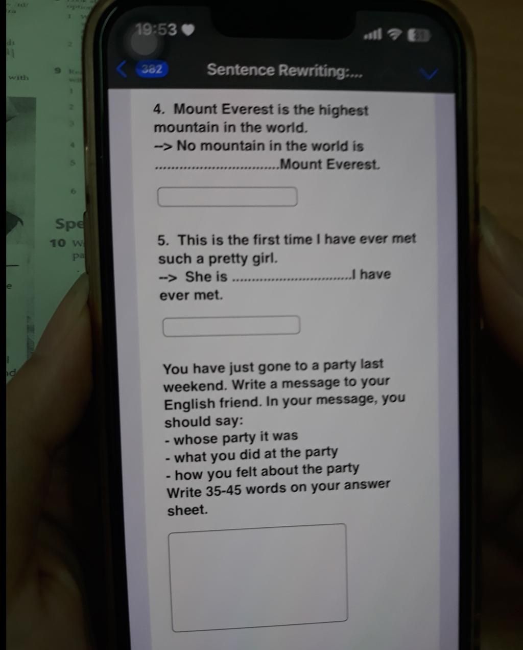 ds 1 6 Spe 10 w pa 19:53 Sentence Rewriting:... 4. Mount Everest is the ...