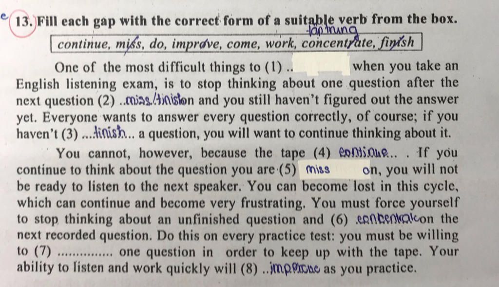 e 13.) Fill each gap with the correct form of a suitable verb from the ...