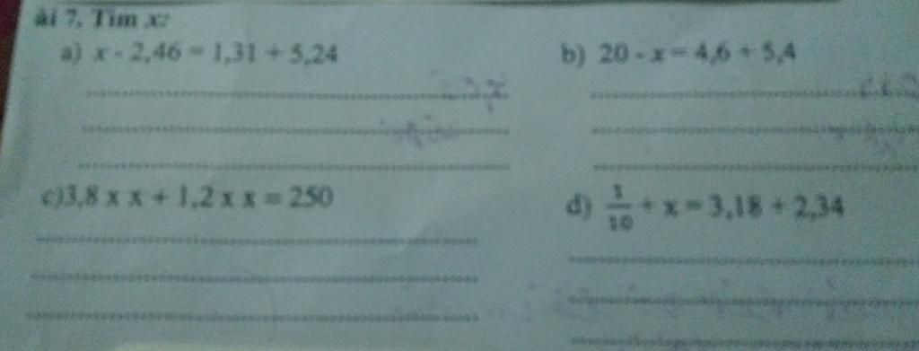 i.imx2 a) x-2,46-1,31 +5,24 (c)38xx+1.2xx=250 b) 20-x-4,6*54 d) -+x=3 ...