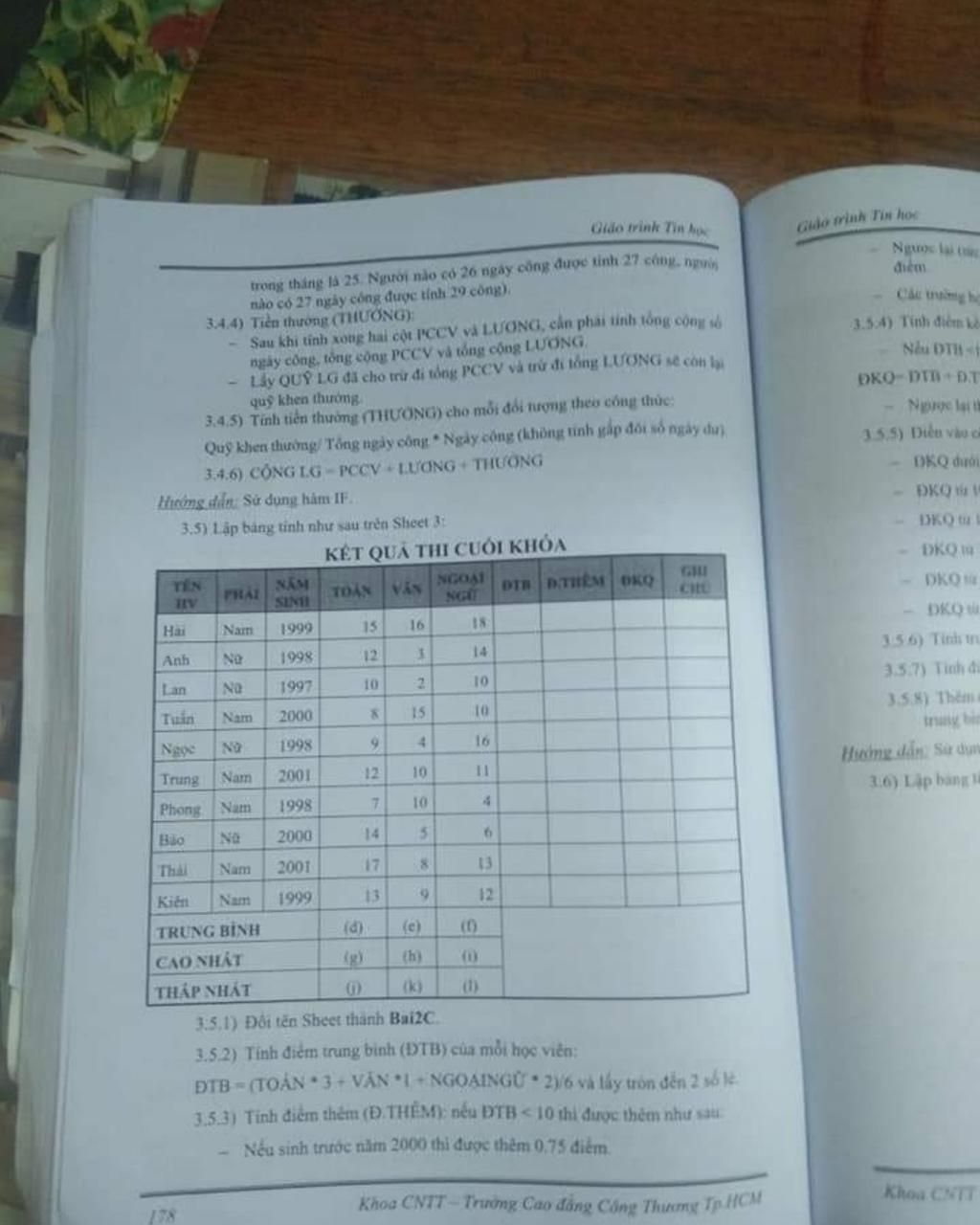 Giải đáp excel bài 2A+2B+2C và công thức tính toán excel nhé 34.4) Tiền ...