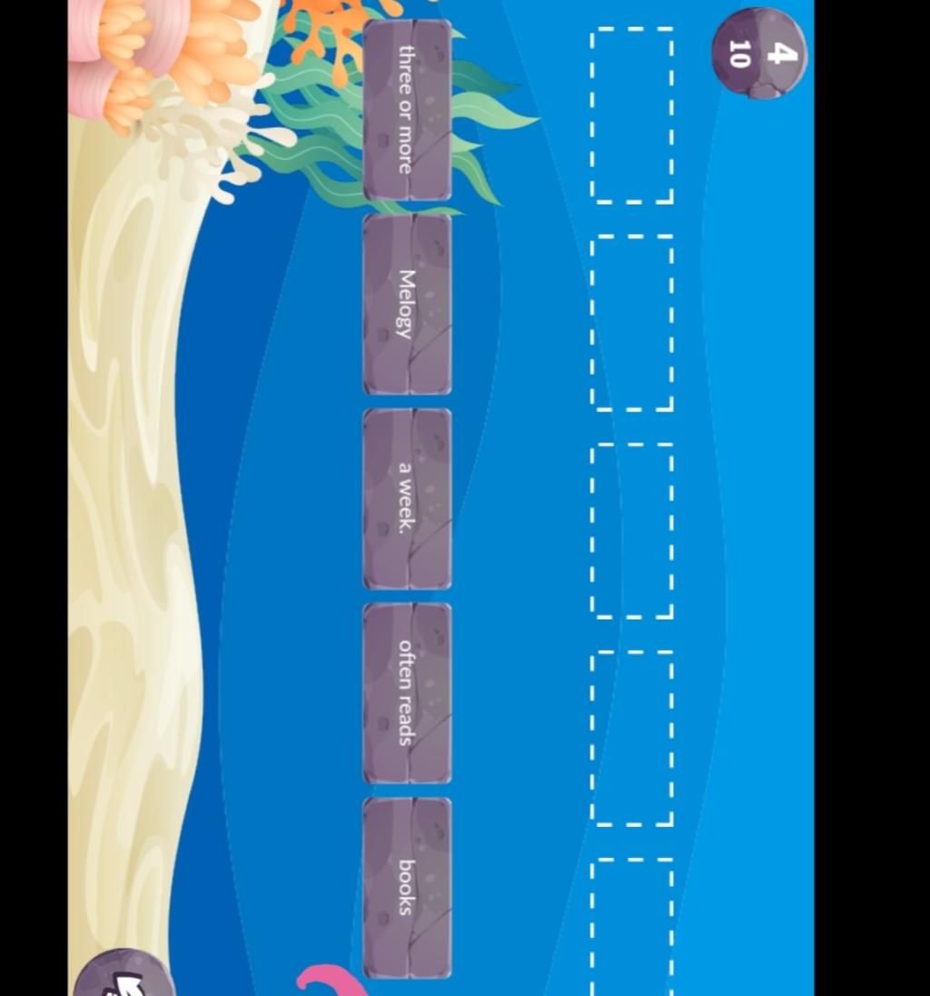 4 10 three or more Melogy 000 a week. often reads books