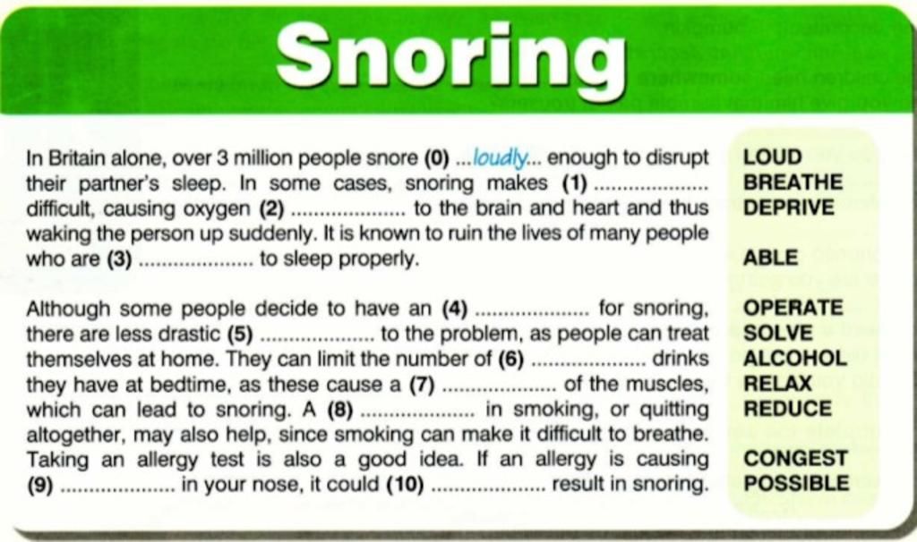 Snoring In Britain alone, over 3 million people snore (0) ... loudly ...