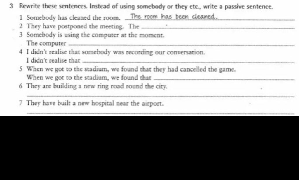 3 Rewrite these sentences. Instead of using somebody or they etc ...